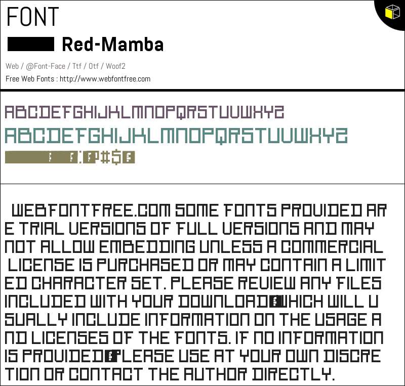 Red Mamba Regular Fonts Downloads - WebFontFree.Com