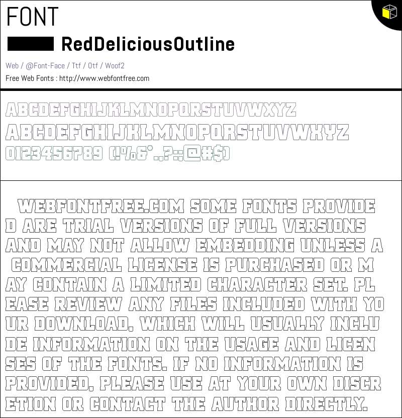 Red Delicious Outline Fonts Downloads - WebFontFree.Com