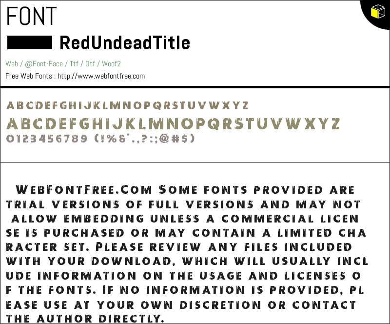 Red Undead Title Fonts Downloads - WebFontFree.Com