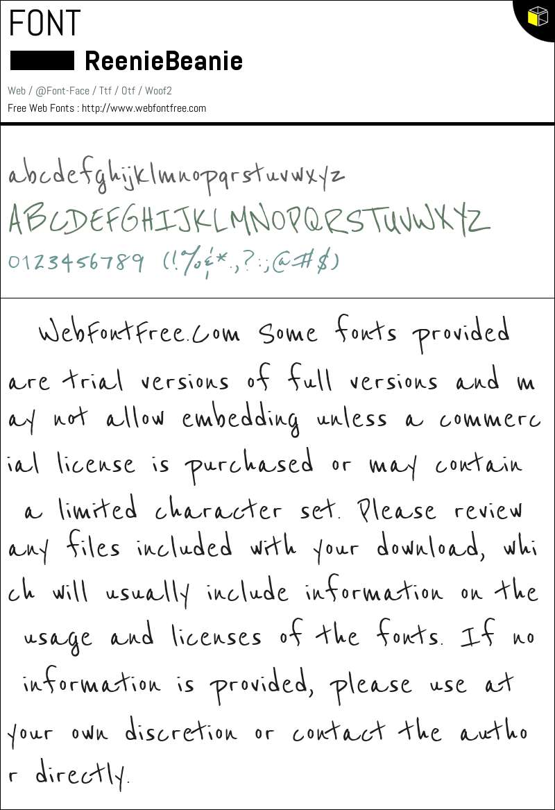 Reenie Beanie 字体 下载 - WebFontFree.Com