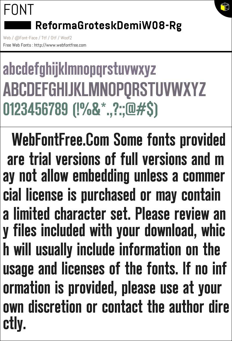 Reforma Grotesk Demi W08 Rg 字体 下载 - WebFontFree.Com