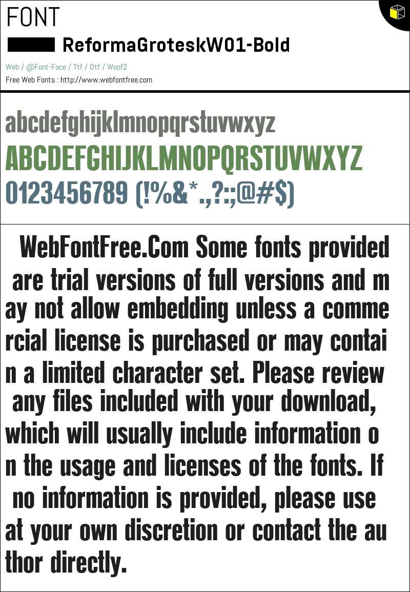 Reforma Grotesk W01 Bold Fonts Downloads - WebFontFree.Com