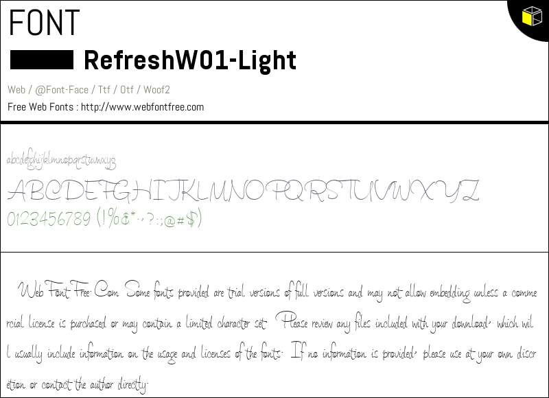 Refresh W01 Light Fonts Downloads - WebFontFree.Com