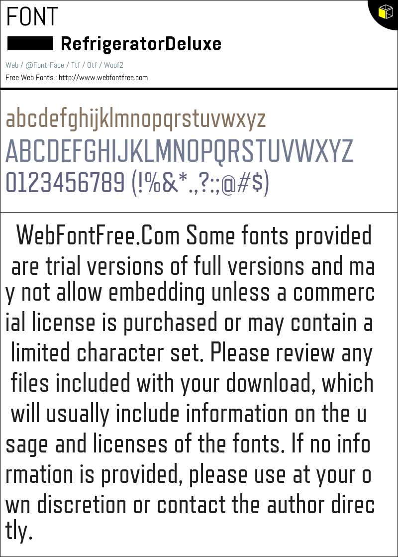 Refrigerator Deluxe 字体 下载 - WebFontFree.Com