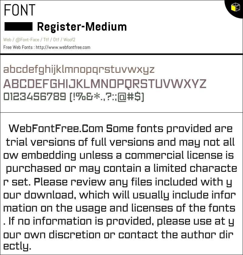 Register-Medium Fonts Downloads - WebFontFree.Com