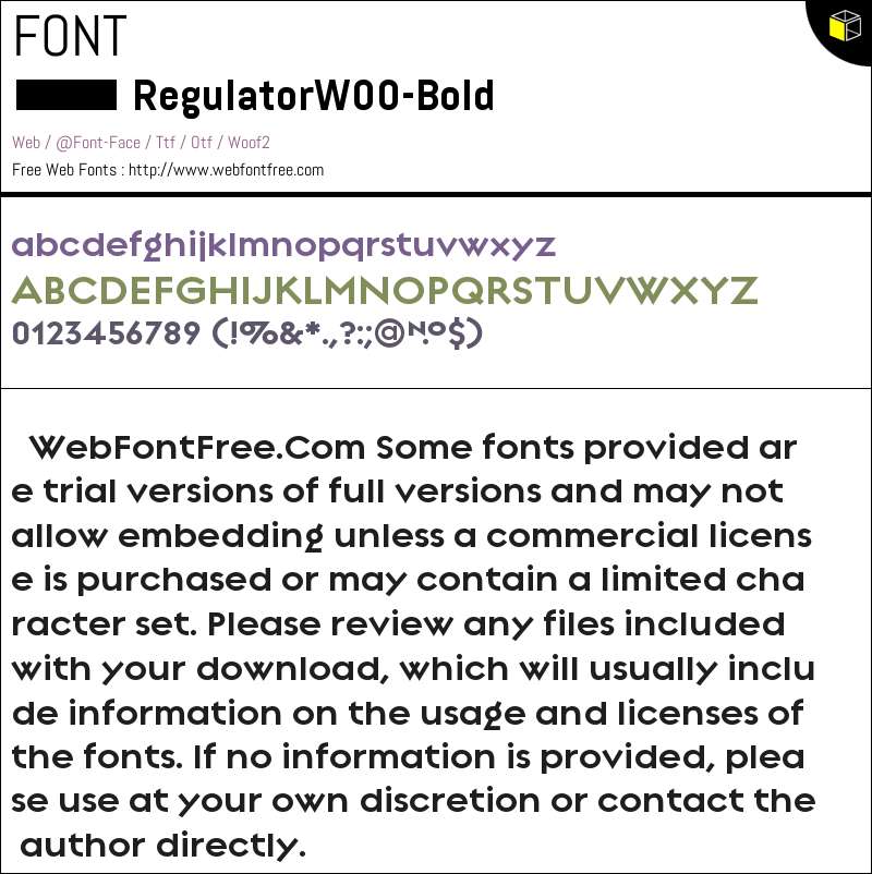 Regulator W00 Bold Fonts Downloads - WebFontFree.Com