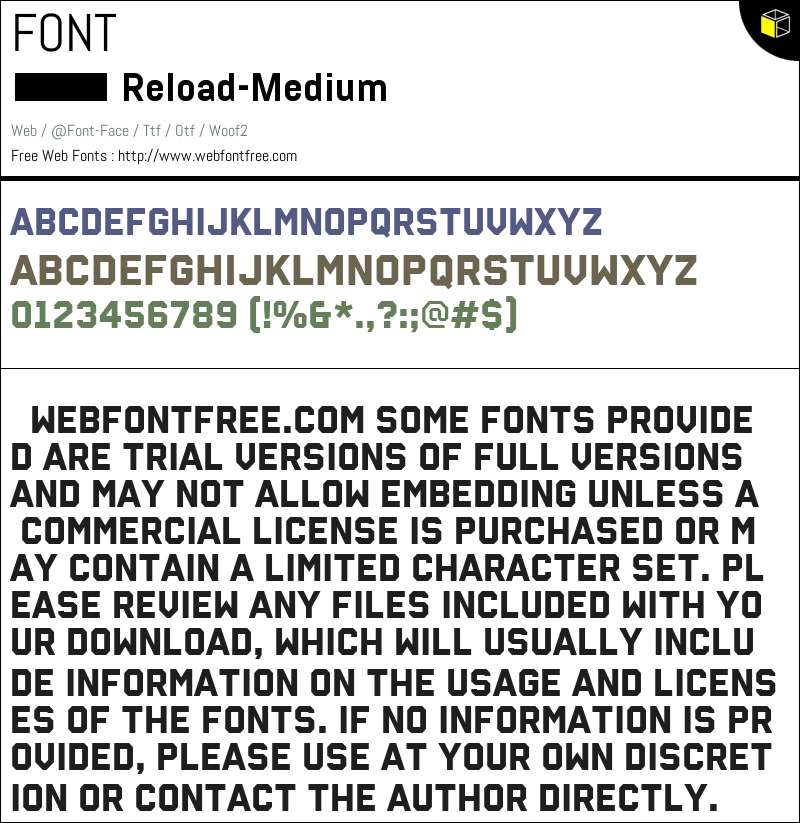 Reload-Medium Fonts Downloads - WebFontFree.Com