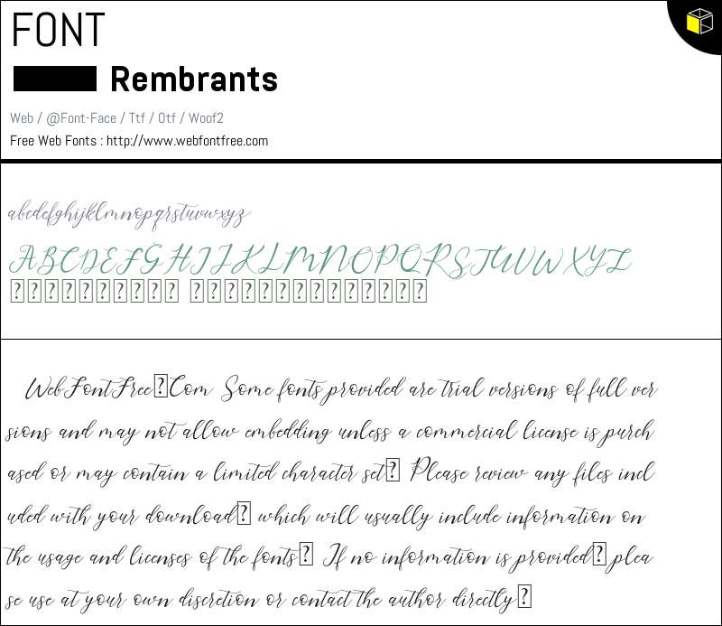 Rembrants Fonts Downloads - WebFontFree.Com