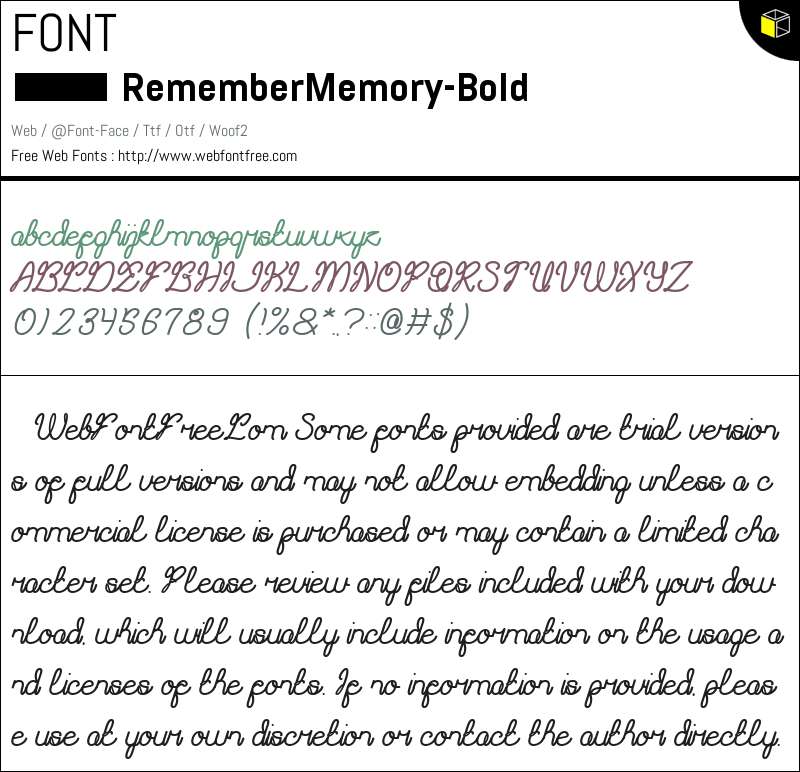 Remember Memory Bold Fonts Downloads - WebFontFree.Com