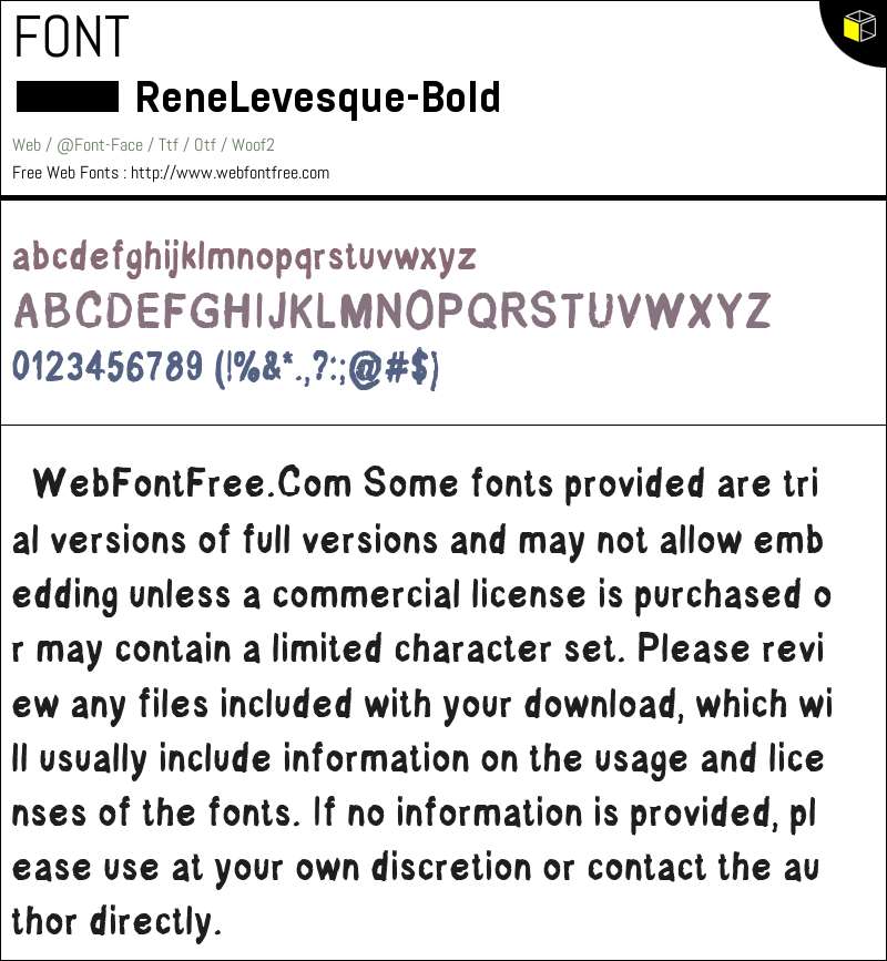 Rene Levesque Bold Fonts Downloads - WebFontFree.Com