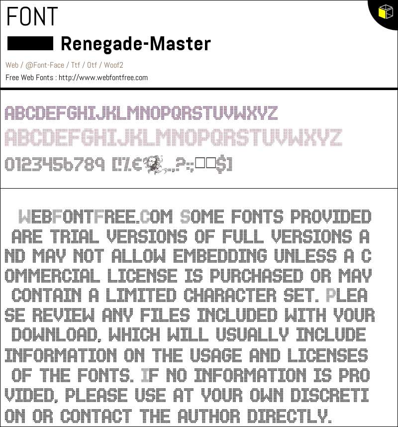 Renegade Master Fonts Downloads - WebFontFree.Com