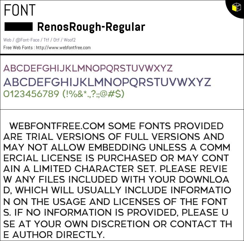 Renos Rough Regular Fonts Downloads - WebFontFree.Com