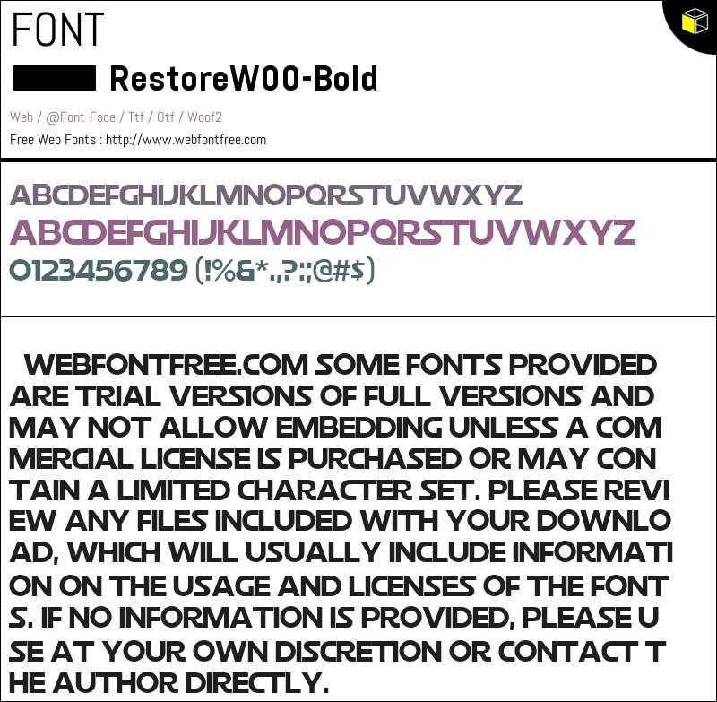 Restore W00 Bold Fonts Downloads - WebFontFree.Com