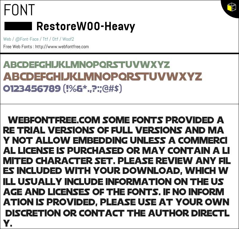 Restore W00 Heavy Fonts Downloads - WebFontFree.Com