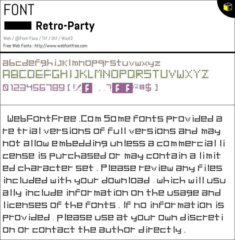 Retro Party Regular Fonts Downloads - WebFontFree.Com