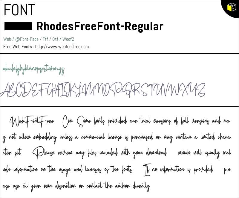 Rhodes Free Font Regular Fonts Downloads - WebFontFree.Com
