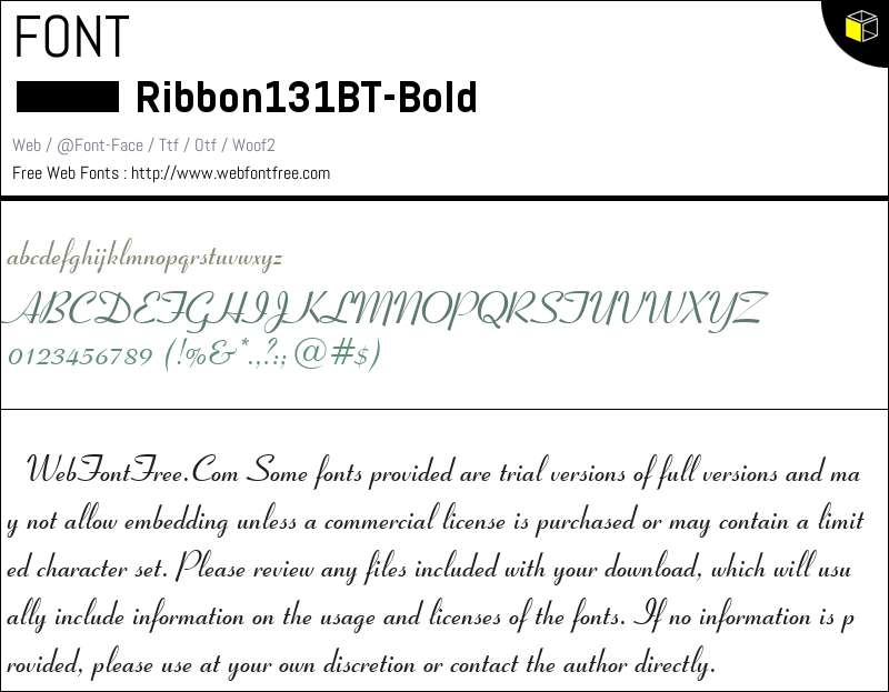 Ribbon131 Bd BT Bold Fonts Downloads - WebFontFree.Com