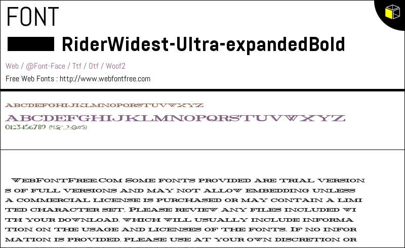 Rider Widest Ultra-expanded Bold Fonts Downloads - WebFontFree.Com