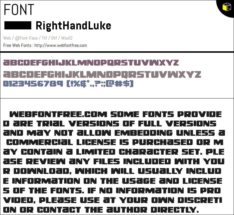 Right Hand Luke Fonts Downloads - WebFontFree.Com