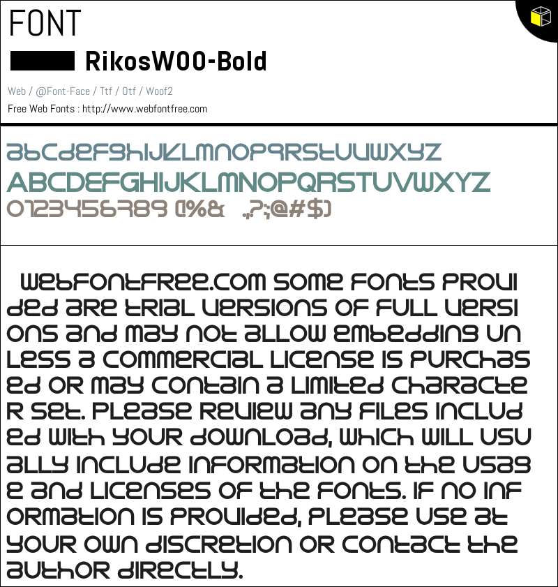 Rikos W00 Bold Fonts Downloads - WebFontFree.Com