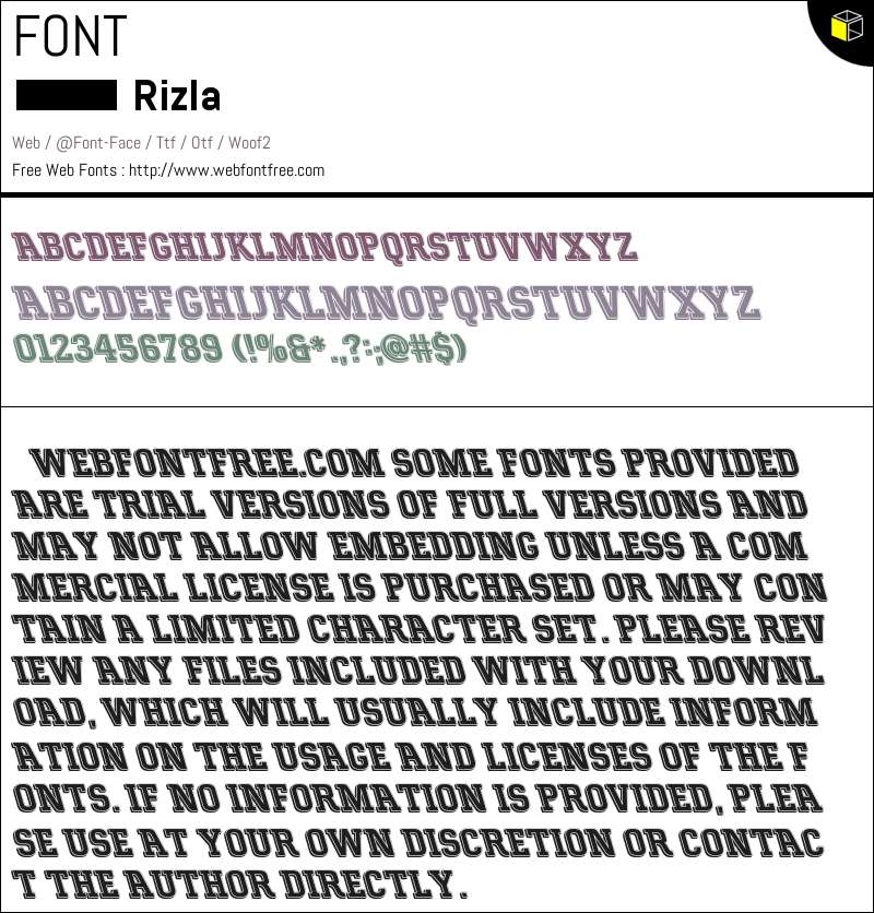 Rizla Regular Fonts Downloads - WebFontFree.Com
