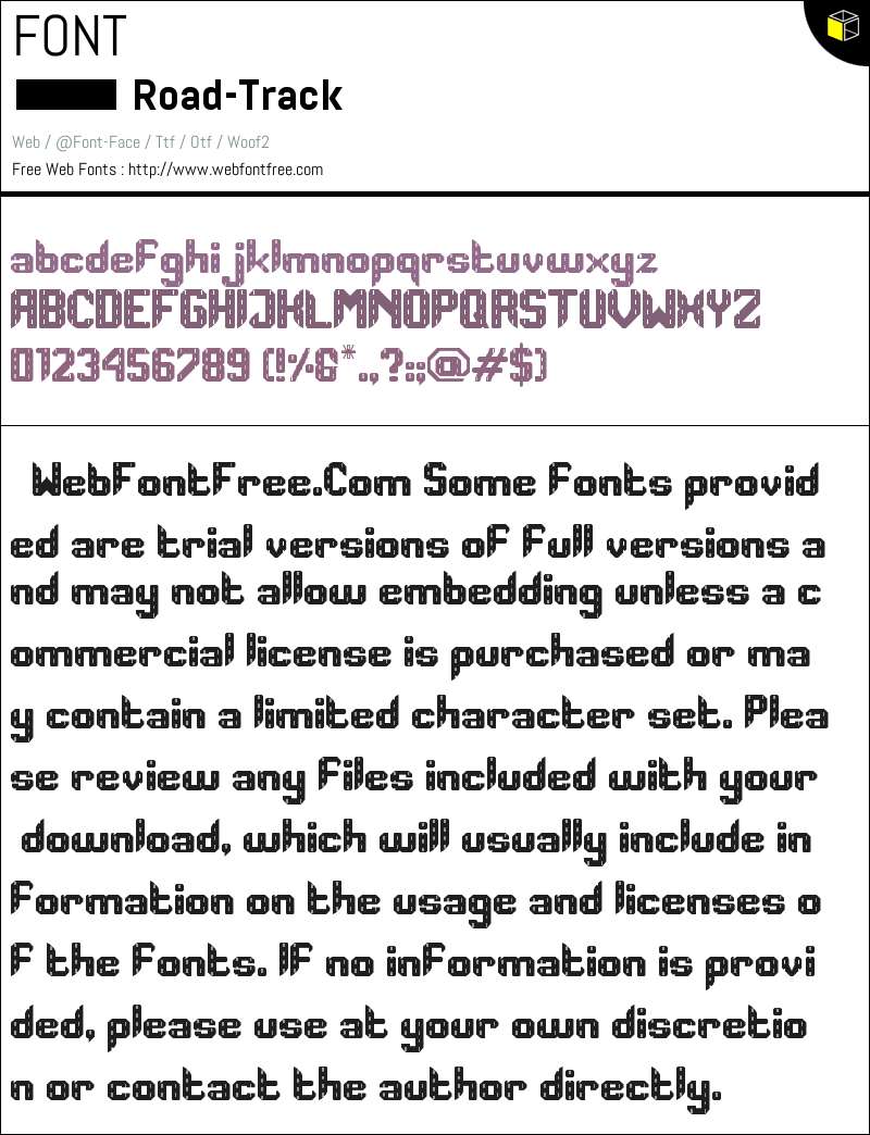 Road Track Regular Fonts Downloads - WebFontFree.Com