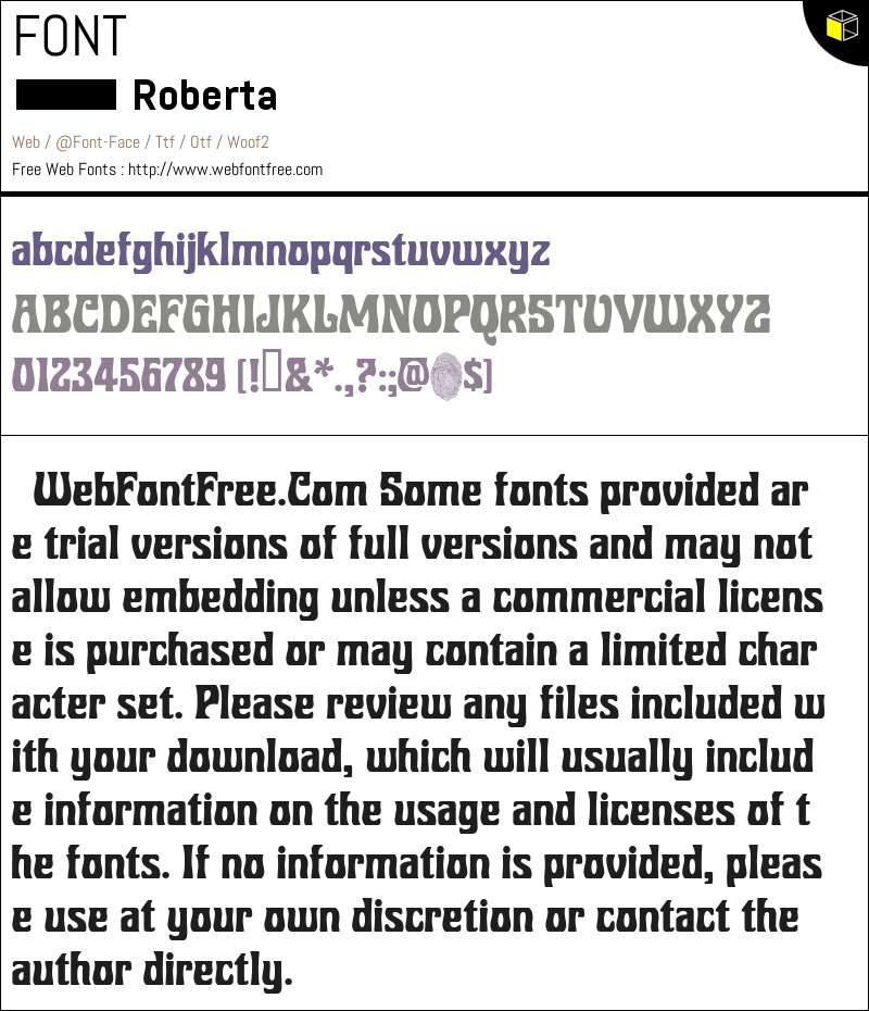 Roberta Fonts Downloads - WebFontFree.Com