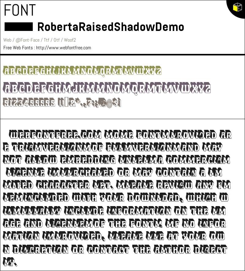 Roberta Raised Shadow Demo Fonts Downloads - WebFontFree.Com