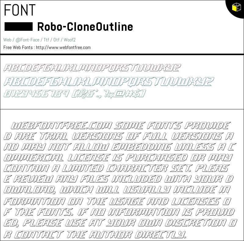 Robo-Clone Outline Fonts Downloads - WebFontFree.Com