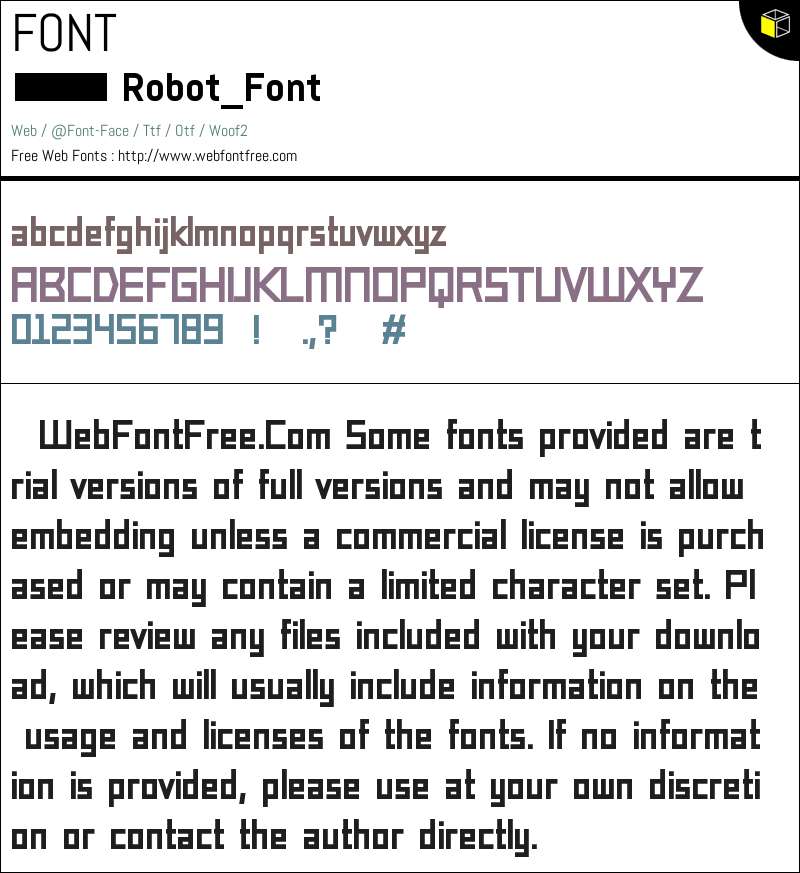 Robot_Font Fonts Downloads - WebFontFree.Com