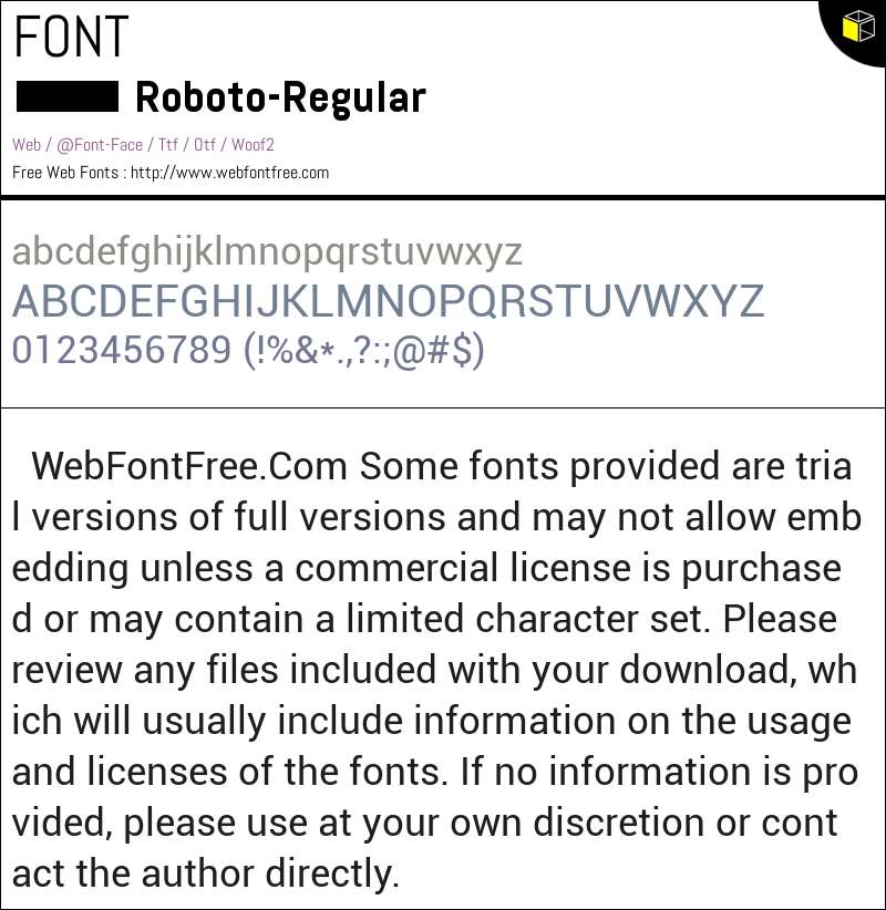 Roboto Regular 字体 下载 - WebFontFree.Com