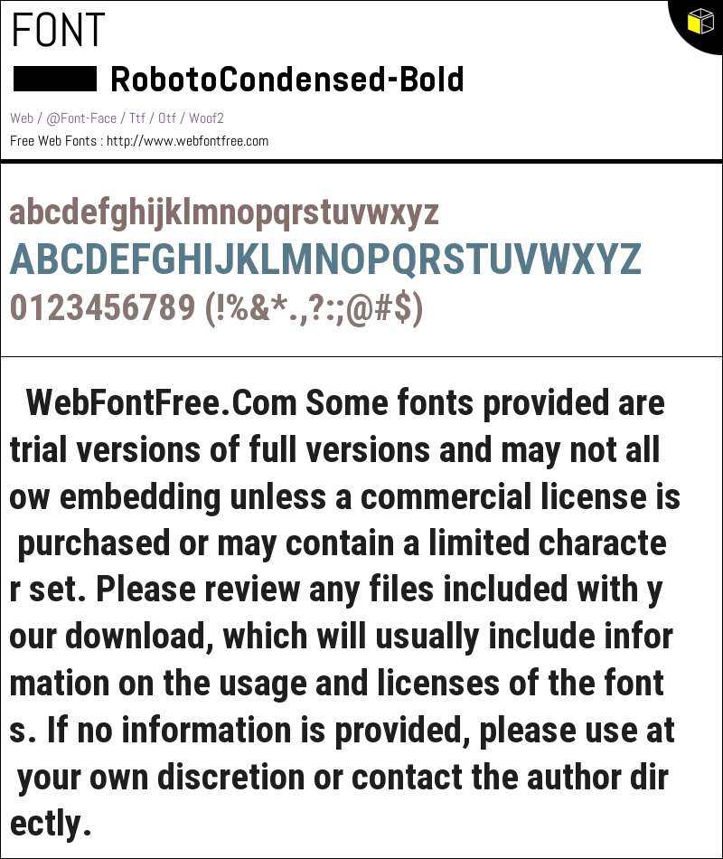 Roboto Condensed Bold 字体 下载 - WebFontFree.Com