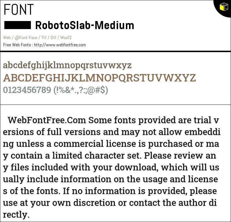 Roboto Slab Medium 字体 下载 - WebFontFree.Com