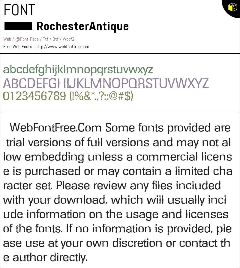 RochesterAntique-Regular Fonts Downloads - WebFontFree.Com