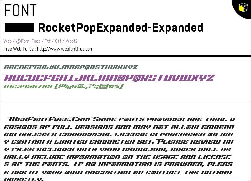 Rocket Pop Expanded Expanded Fonts Downloads - WebFontFree.Com
