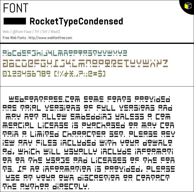 Rocket Type Condensed Fonts Downloads - WebFontFree.Com