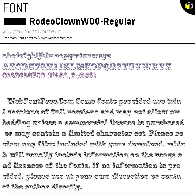 Rodeo Clown W00 Regular Fonts Downloads - WebFontFree.Com