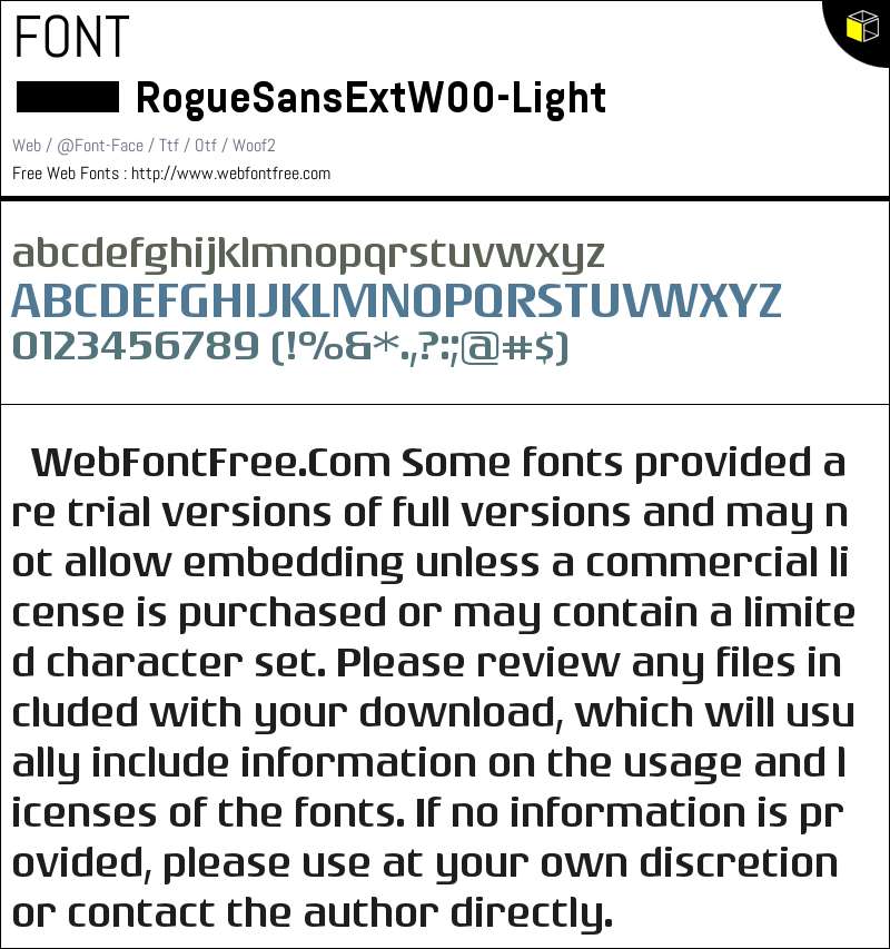 Rogue Sans Ext W00 Light Fonts Downloads - WebFontFree.Com