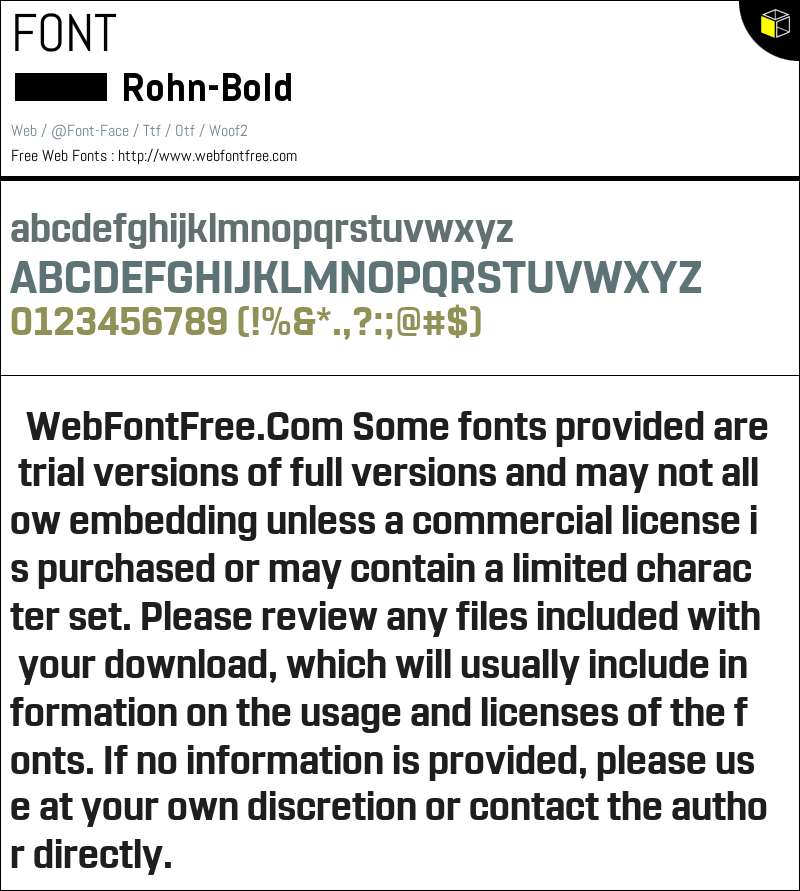 Rohn Bold Fonts Downloads - WebFontFree.Com