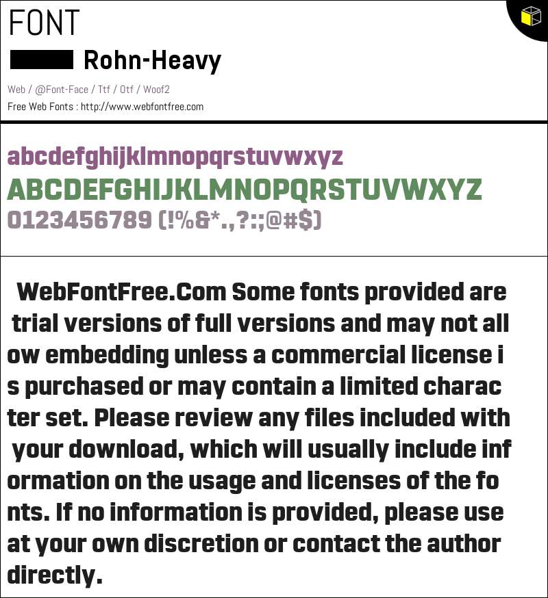 Rohn Heavy Fonts Downloads - WebFontFree.Com