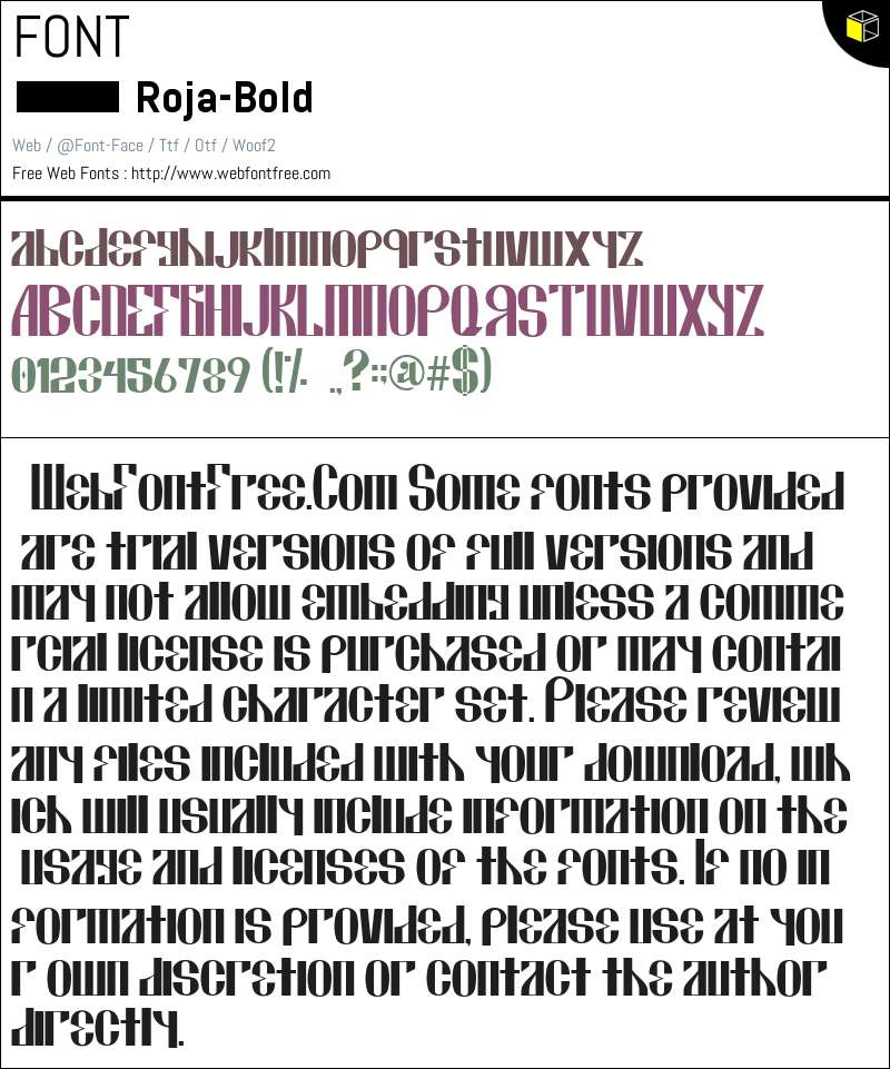 Roja Bold Fonts Downloads - WebFontFree.Com