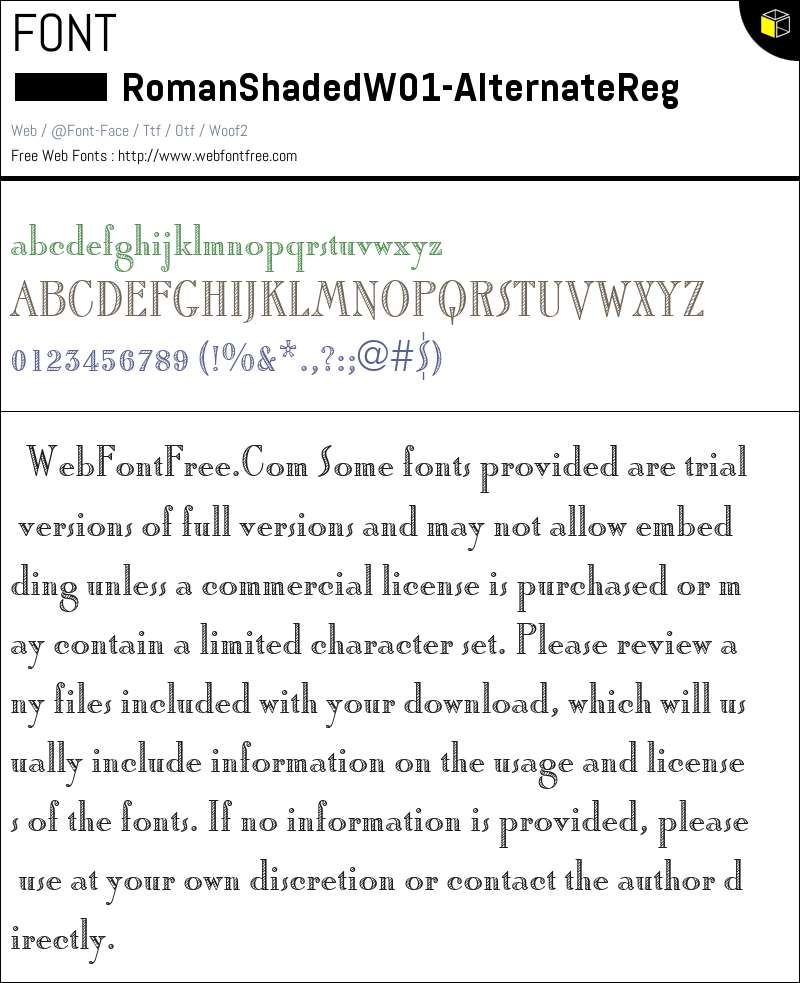 Roman Shaded W01 Alternate Reg Fonts Downloads - WebFontFree.Com