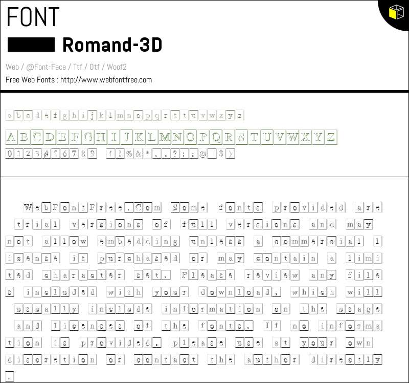 Romand 3D DB Fonts Downloads - WebFontFree.Com
