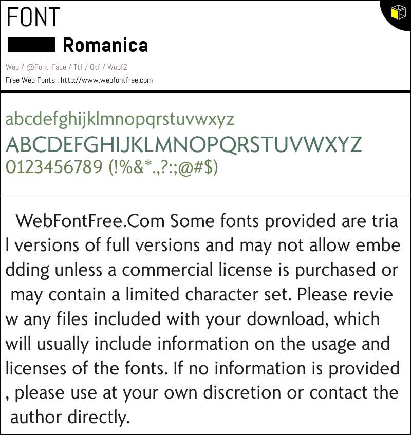 Romanica Fonts Downloads - WebFontFree.Com