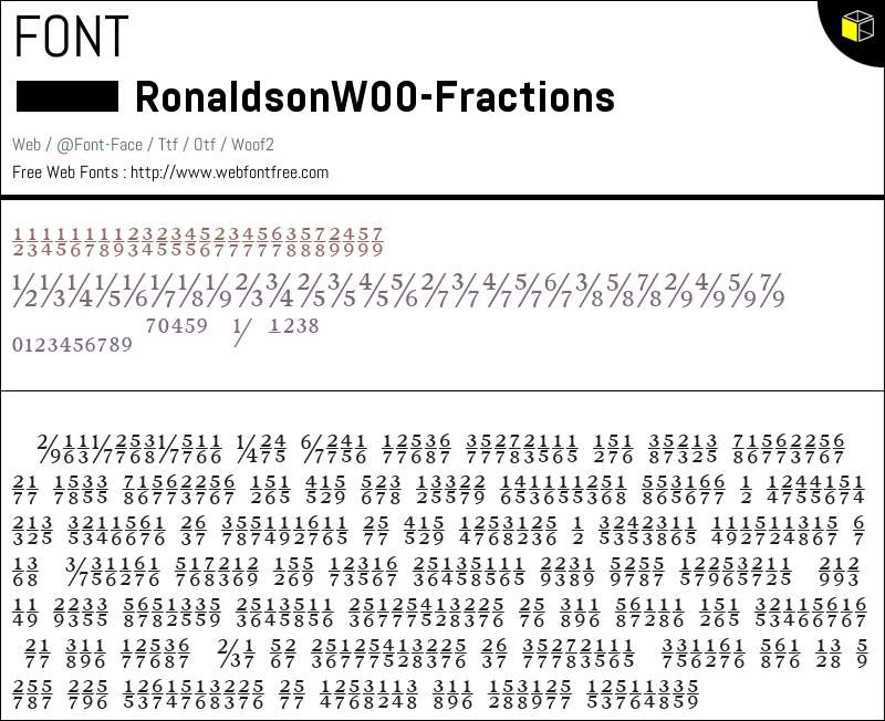 Ronaldson W00 Fractions Fonts Downloads - WebFontFree.Com