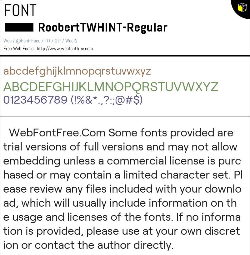 Roobert TWHINT Regular Fonts Downloads - WebFontFree.Com