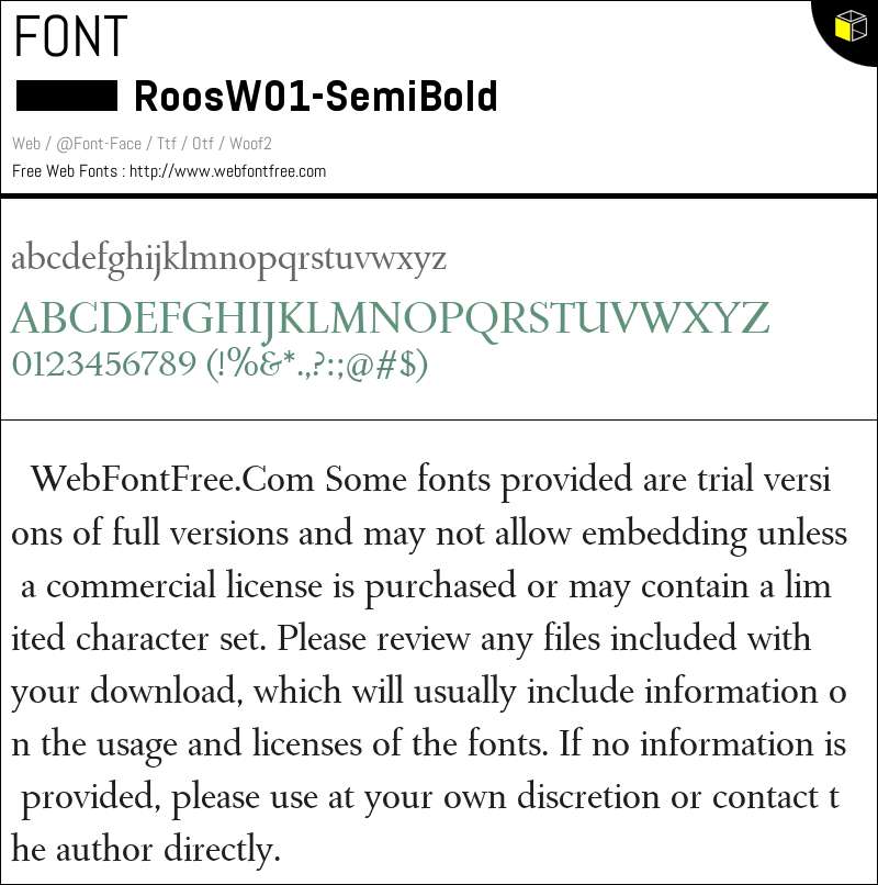 Roos W01 Semi Bold Fonts Downloads - WebFontFree.Com
