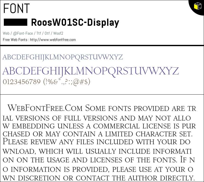 Roos W01SC Display Fonts Downloads - WebFontFree.Com
