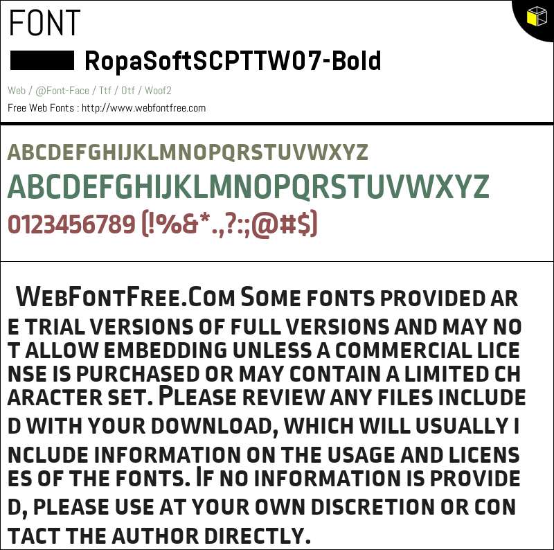 Ropa Soft SC PTT W07 Bold Fonts Downloads - WebFontFree.Com