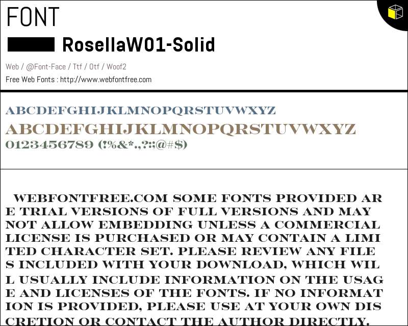 Rosella W01 Solid 字体 下载 - WebFontFree.Com